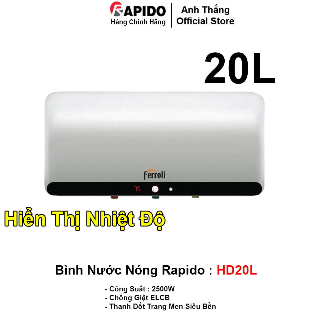 Bình Nóng Lạnh Rapido HD20L | Tổng Kho Rapido Hà Nội